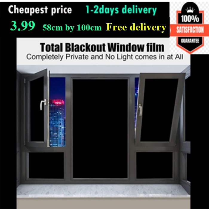Total Blackout Window Film: 100% Light Blocking, Room Darkening 58cm/60 ...