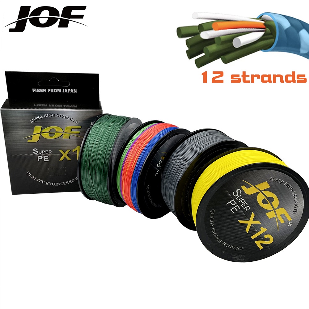 JOF 300M 12 Strands PE Braided Fishing Line Super Strong Tali Pancing ...