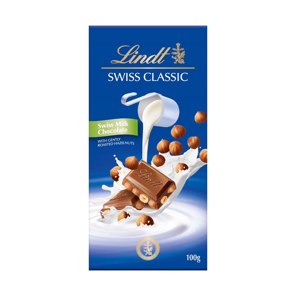 Lindt Swiss Classic Milk Hazelnut Chocolate Bar 100G [Switzerland ...