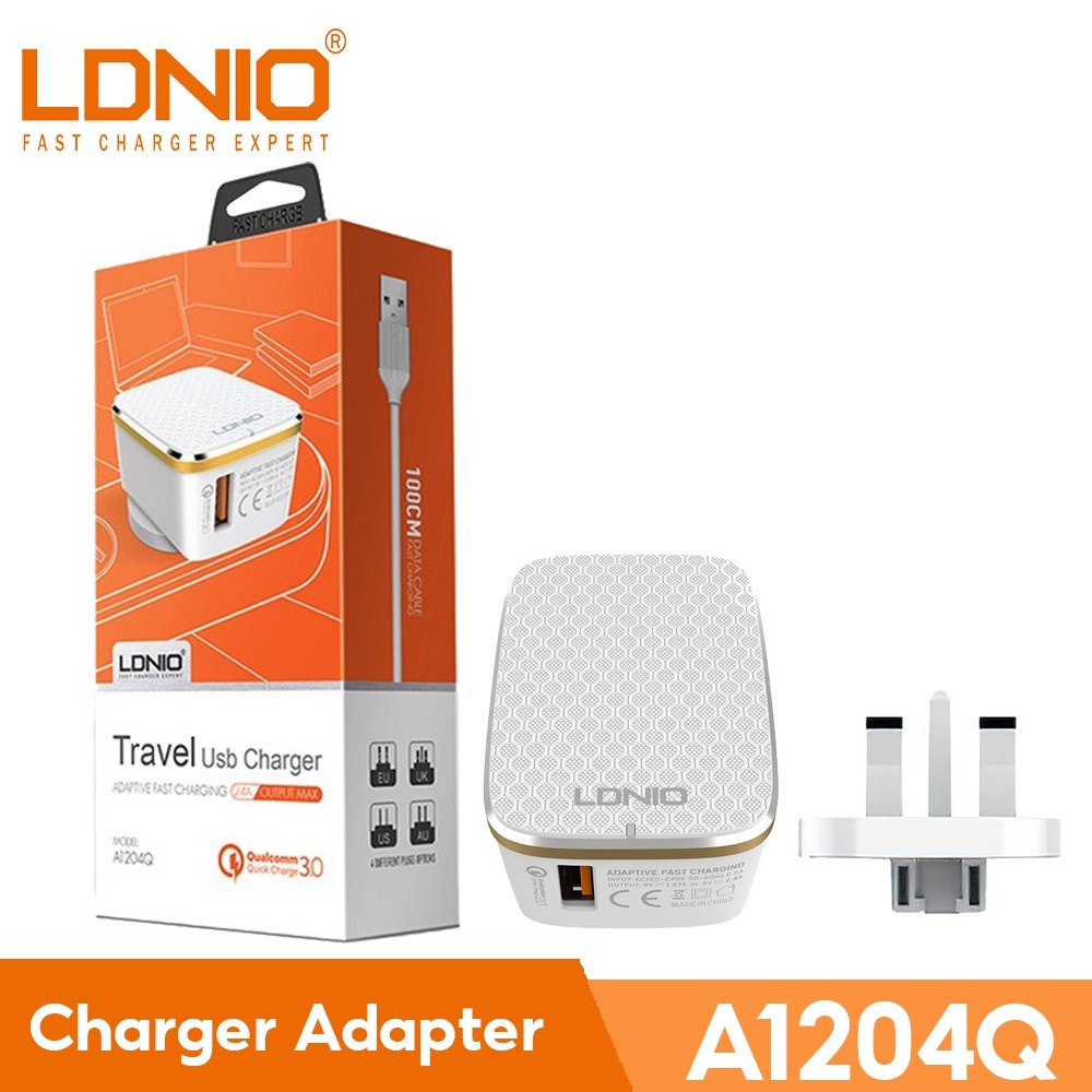 LDNIO A1204Q QC3 Fast Charging USB Adapter (Include Micro Cable ...