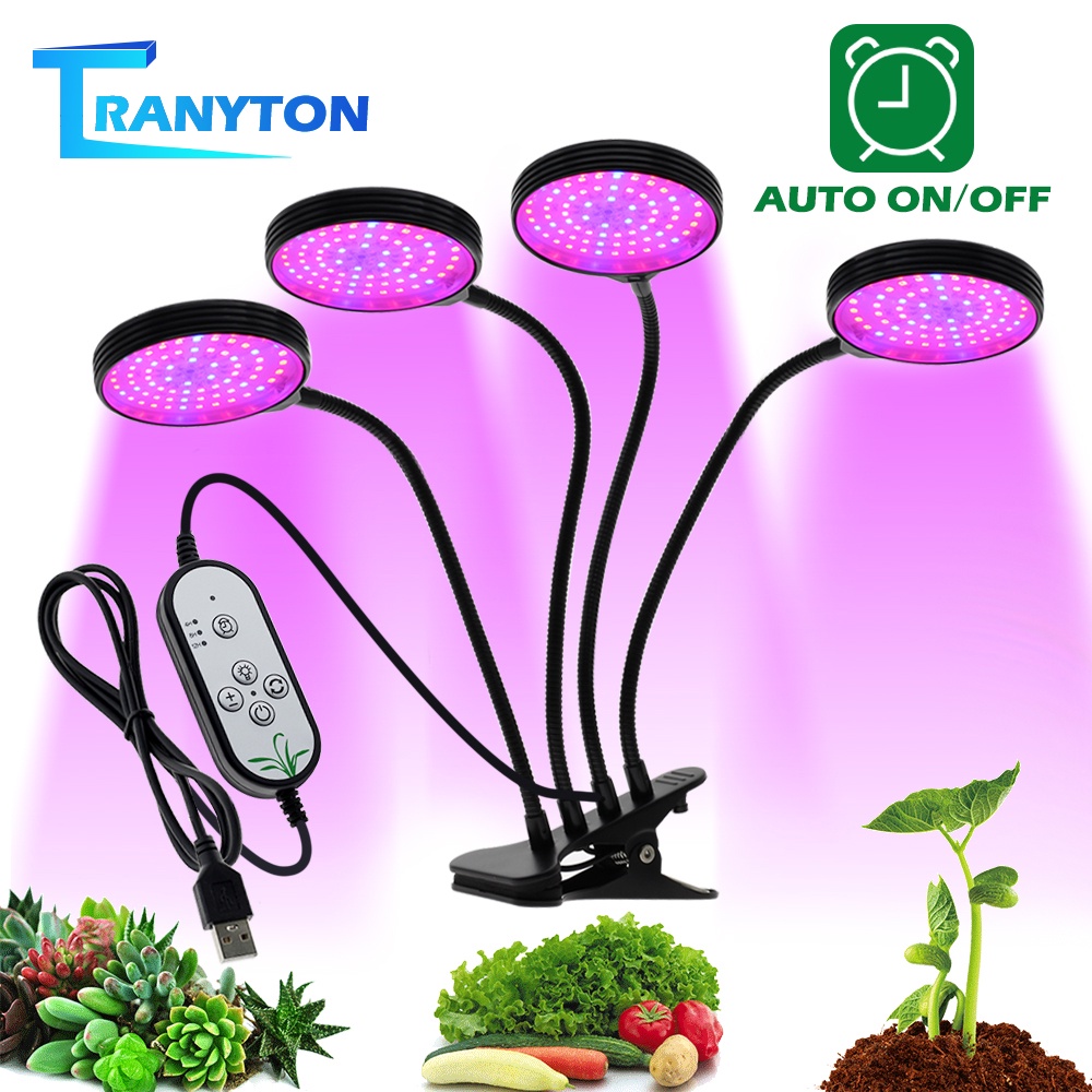 USB LED Grow Light with 360 Degrees Flexible Clip Dimmable 3 Mode Timer ...