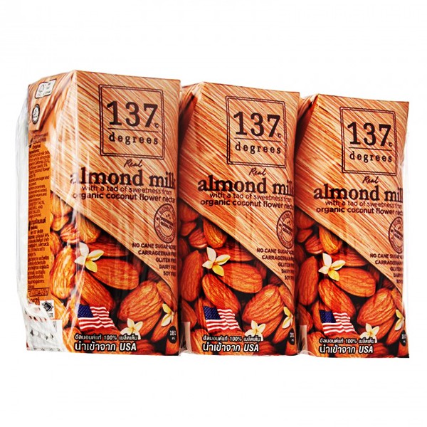 Pack Of 3 Pure 137 Degrees Almond Milk 180Ml | Shopee Singapore