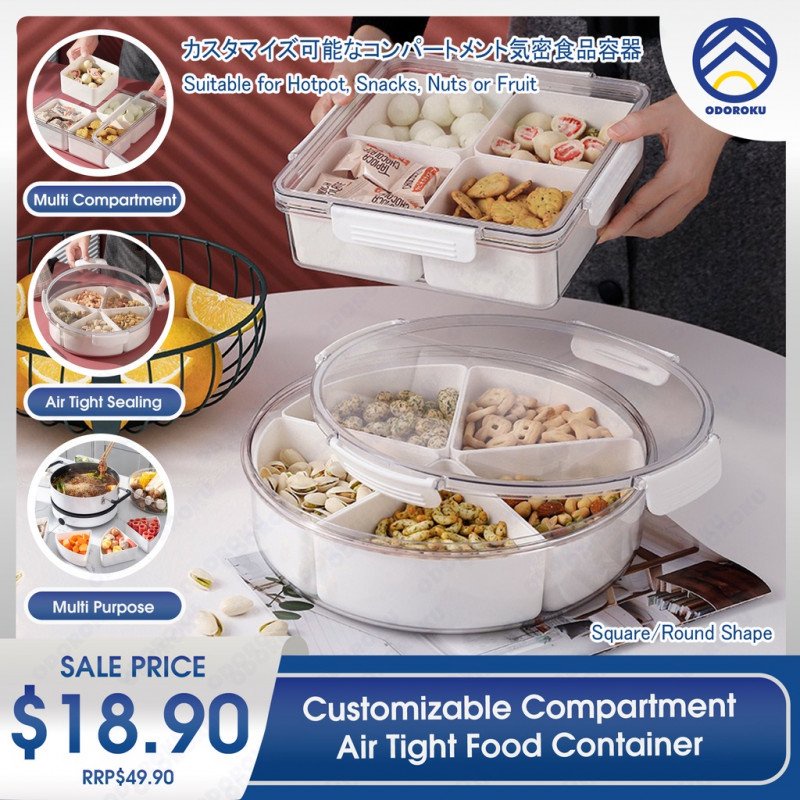 ODOROKU Customizable Compartment Food Container Divided Food Storage ...
