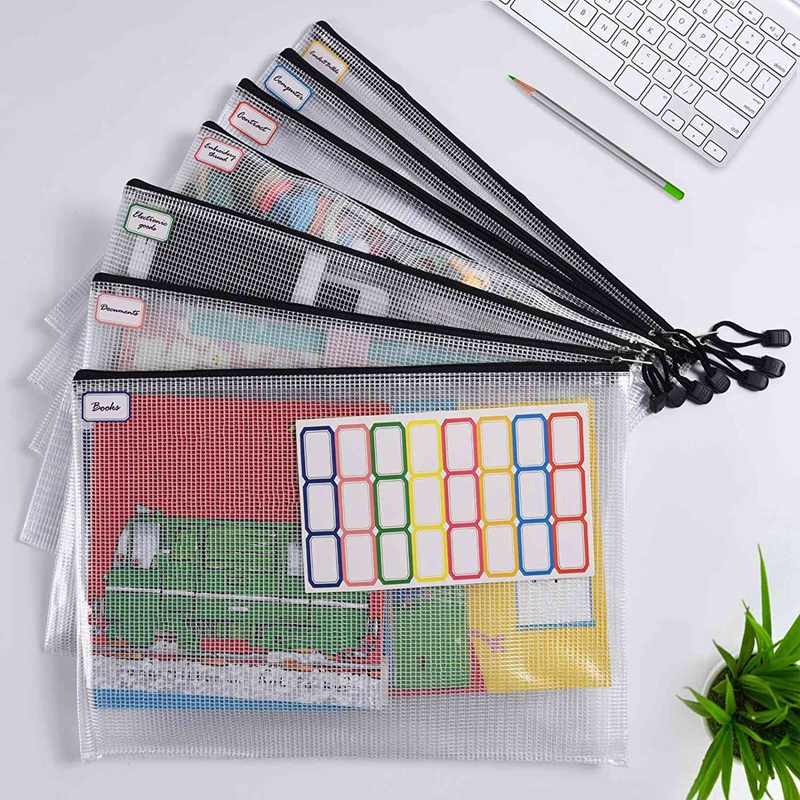 12PCS A3 Folder, Information Zipper Bag Plastic Wallet Mesh File Bag ...