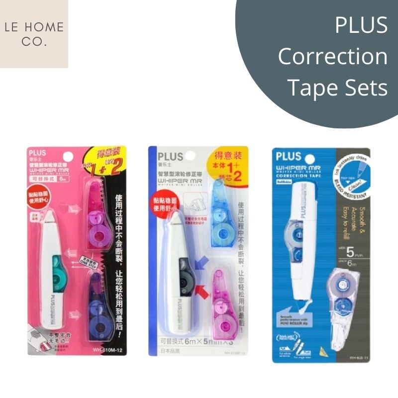 [SG INSTOCKS] Plus Correction Tape Whiper MR Set (1 Tape + 2 Refills ...
