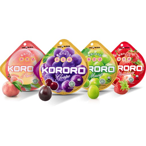 [HALAL] Uha KORORO Grape/Strawberry/Muscat/Peach Jelly Candy Candy 40gr Korea | Shopee Singapore