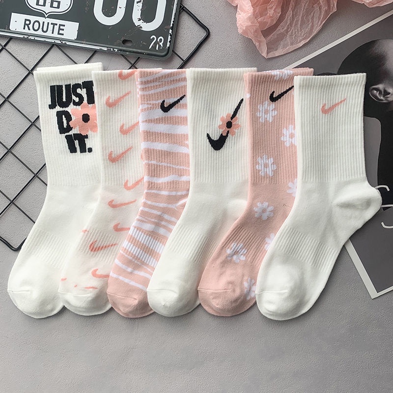 Fashion Pink Sports Socks College Style Socks Women Men Cotton Socks ...
