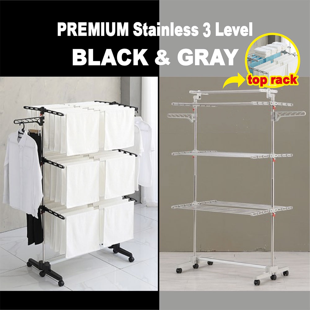 Black&GreyPremium Top Rack Height-adjustable rack Movable Foldable ...