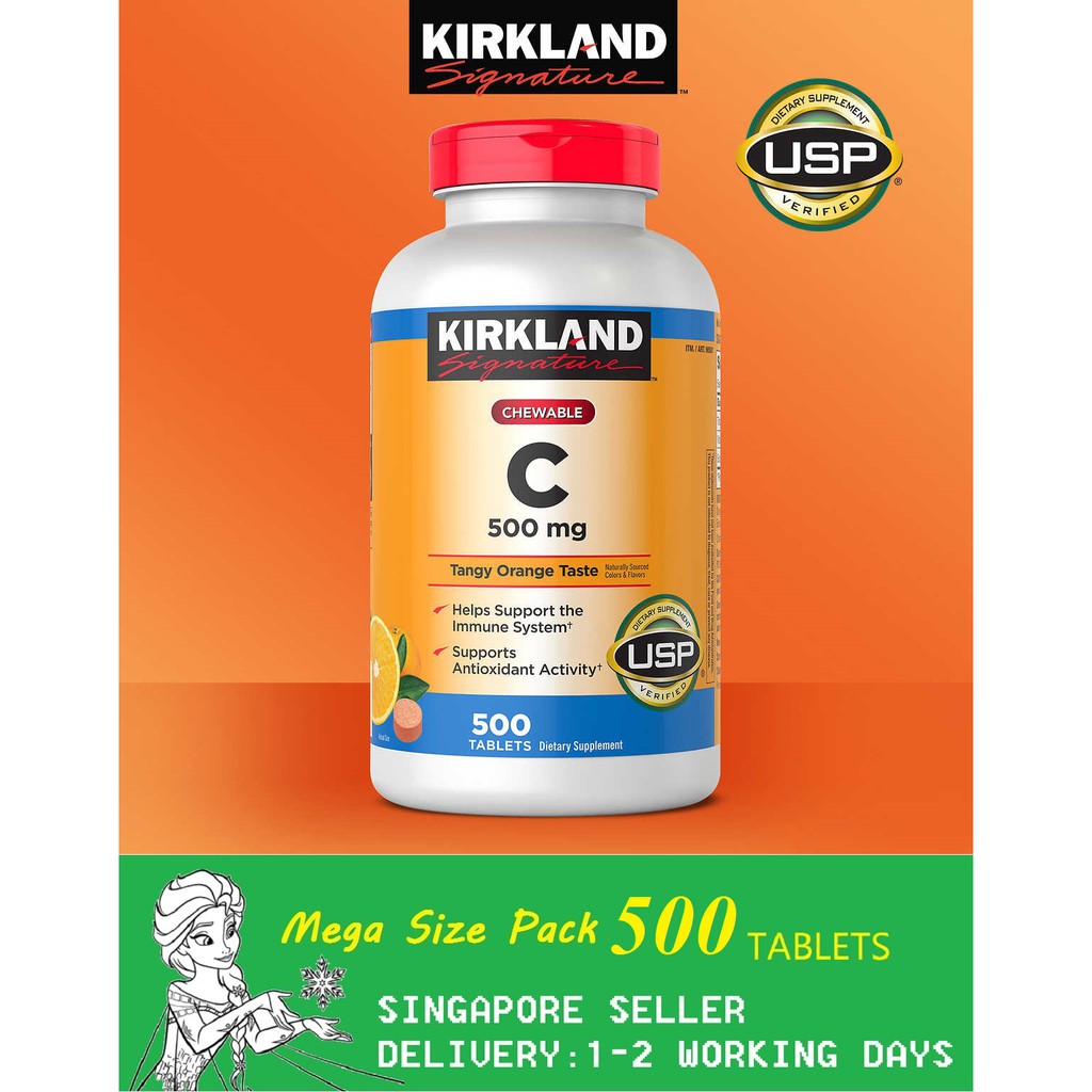 Kirkland Signature Chewable Vitamin C 500 mg., 500 Tabletst ( Exp:12/ ...