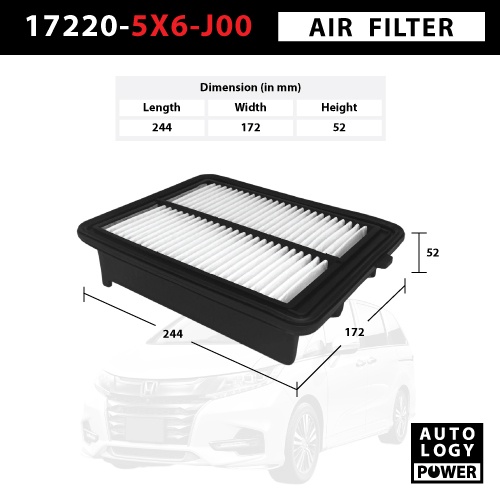 Engine Air Filter 17220-5X6-J00 | Honda Odyssey RC1 RC2 | Shopee Singapore