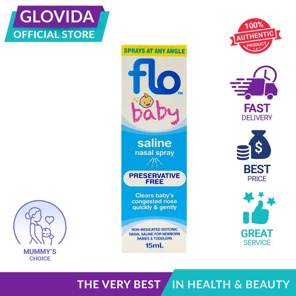 Flo Baby Saline Nasal Spray 15ml | Exp: Apr-2026 | Glovida | Shopee ...