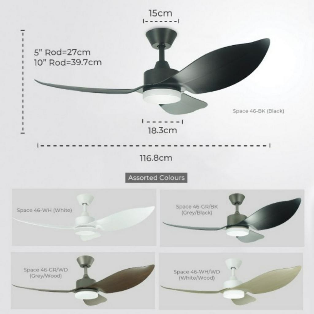 CASH ON DELIVERY MISTRAL 46" DC CEILING FAN 24W TRI-TONE LED LIGHT ...