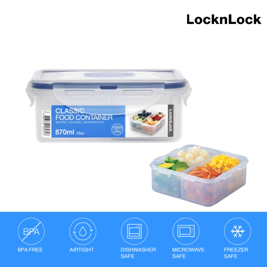 LocknLock Official Classic Food Container With Divider 870ml (HPL-823C ...