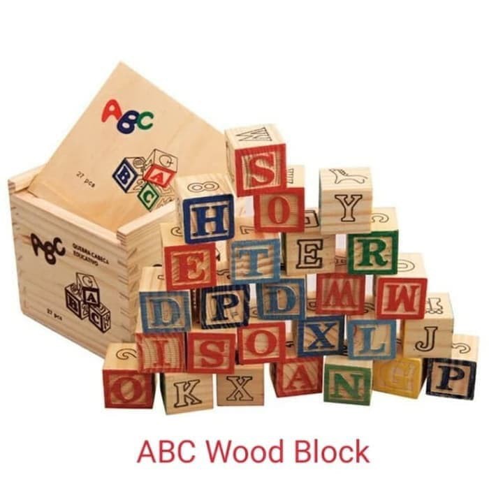 KAYU Abc BOX ABC WOOD BLOCKS 27PCS WOODEN BLOCKS CUBES LETTERS NUMBERS ...