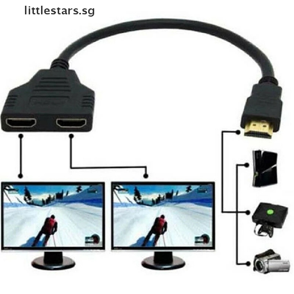 {HOT} HDMI 2 Dual Port Y Splitter 1080P HDMI v1.4 Male to Double Female ...