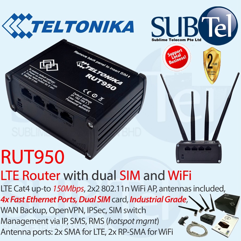 Teltonika RUT950 LTE 4G 3G 2G Router Modem with WiFi AP Professional ...