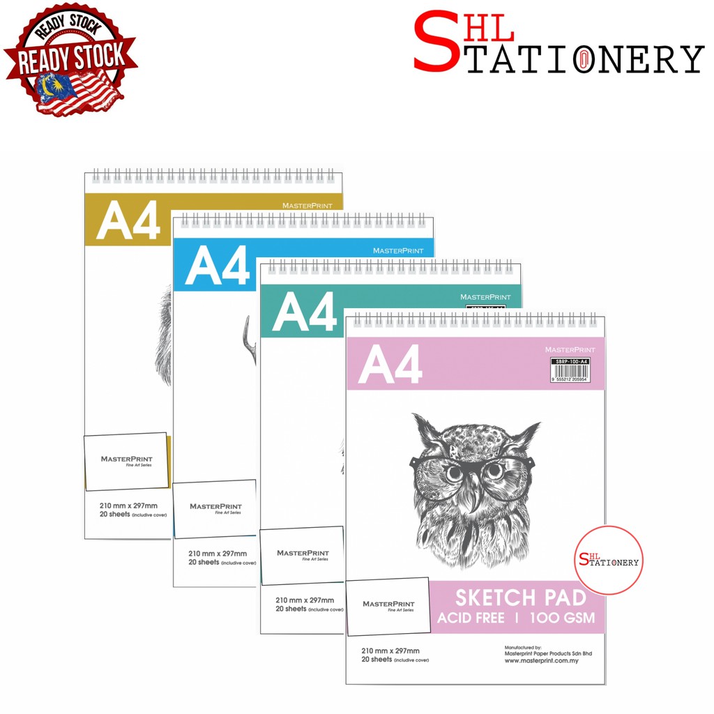 MASTER PRINT Sketching Series A4 Sketch Pad / Book 20 Sheets Drawing ...
