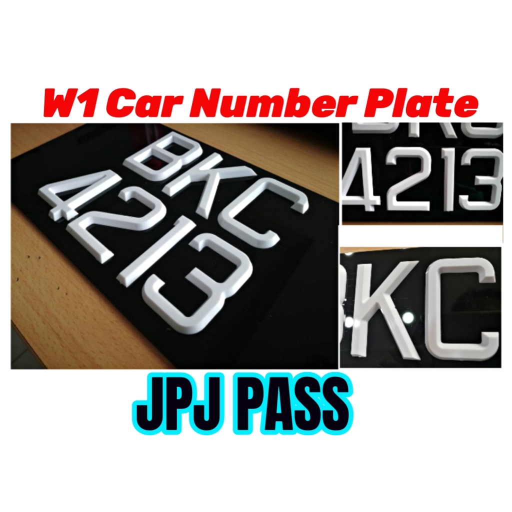 W1 Car Number Plate Wordings Only MH Nombor Plate Kereta Nombor Sahaja ...