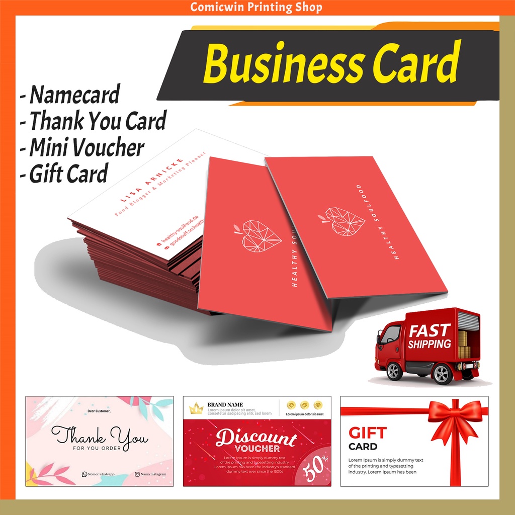Business Card / Card / Thank You Card Printing (260gsm, Art Card) Name ...