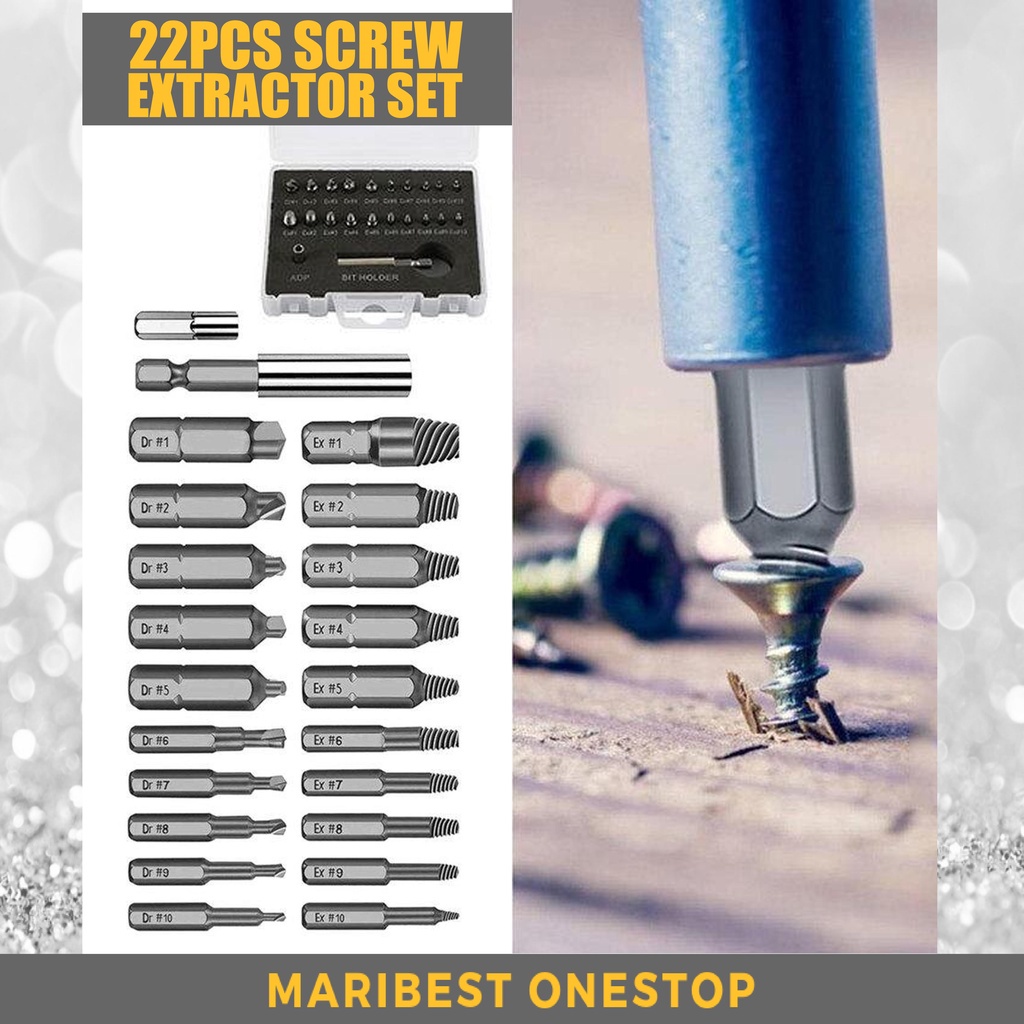 22PCS Mini Damaged Screw Extractor Remove Bit Broken Screw Bolt ...