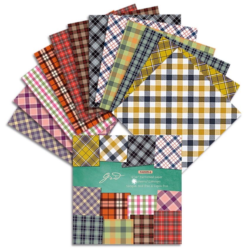 Paper Pack 6"x6" Grid 12 sheet Art Background Paper Card Making DIY ...