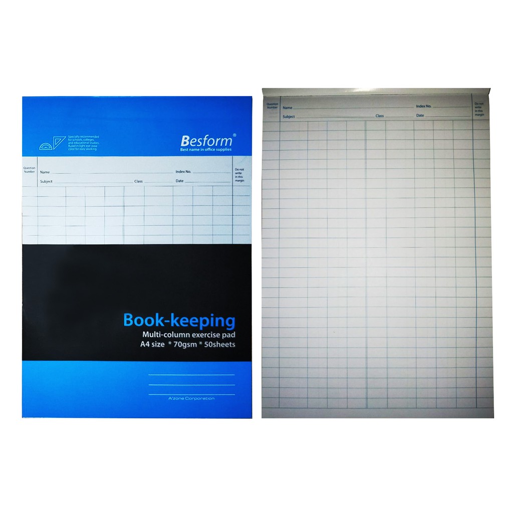 Besform Book-Keeping A4 Multi-column Exercise Pad | 70gsm | 50 sheets ...