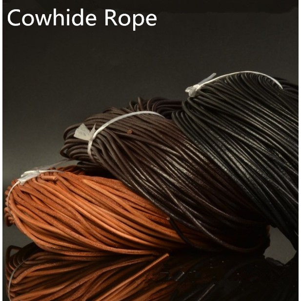 wholesale 100% Cowhide Round Natural Brown Leather Cord 3/4/5MM String ...