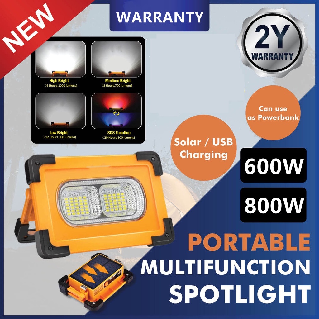 800W Solar Outdoor Lighting Portable Multifunction Solar Spotlight 600W ...