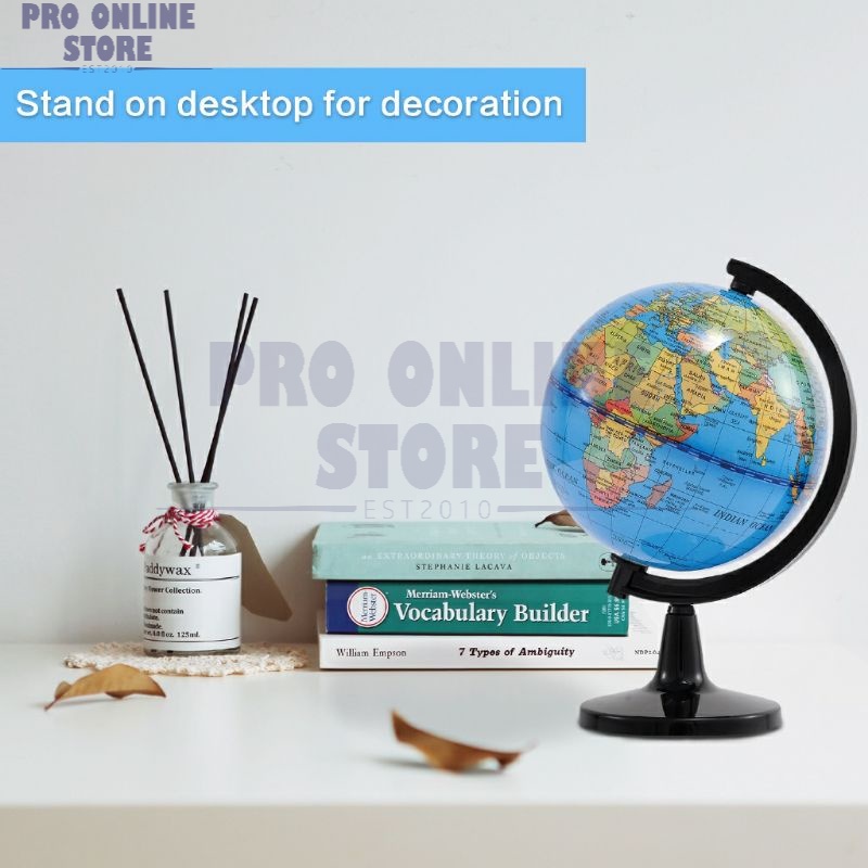 360 Degree Rotating World Globe Earth Atlas Map 14.2cm Desk Stand Globe ...