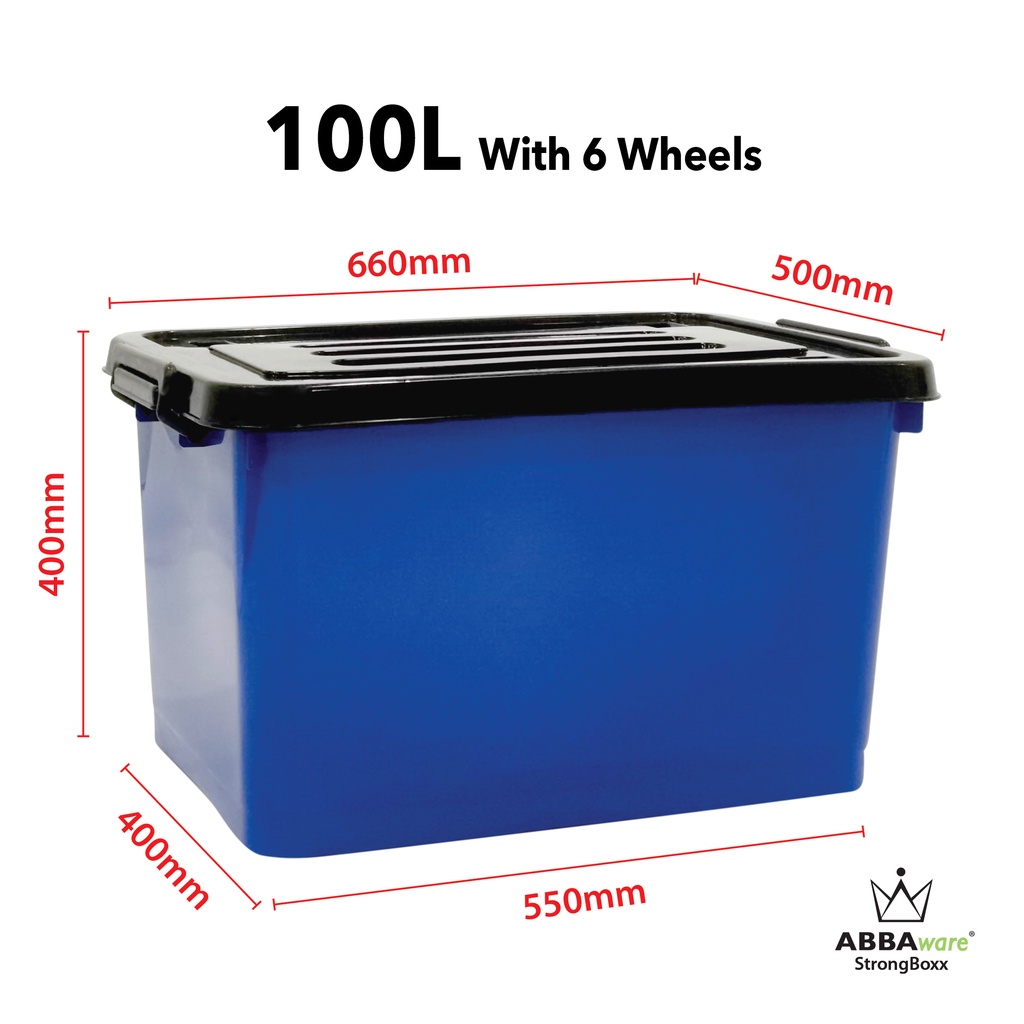 Abbaware Storage Box 100 Litre /Kotak Simpanan dengan roda/Storage Box ...