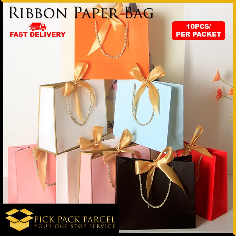 🎁 10PCS Thickened Premium Gift Bags Paper Bag With Ribbon | Shopee ...