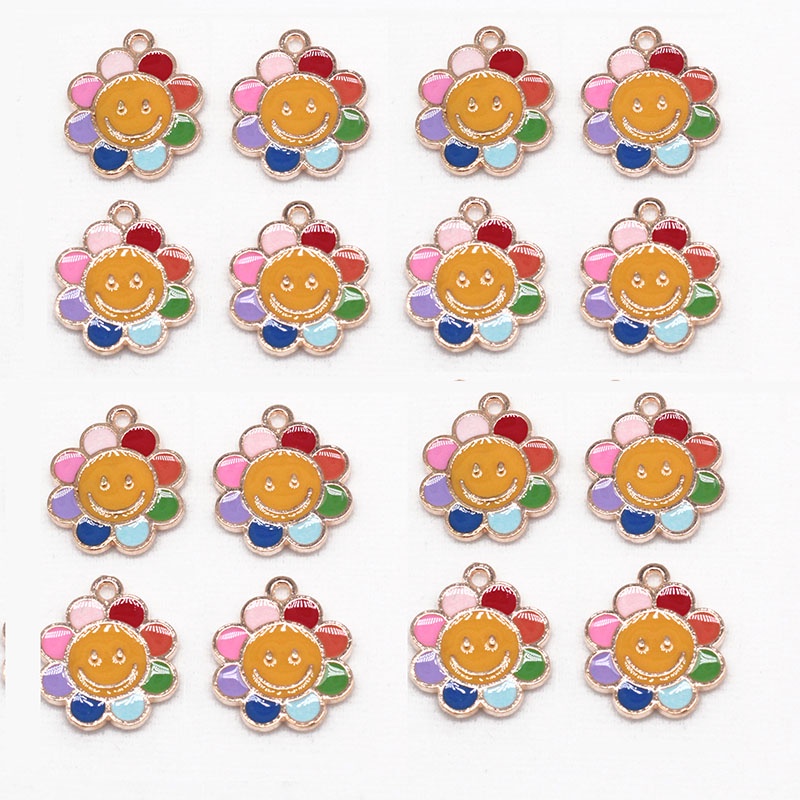 10Pcs Smile Sun Flower Charm Pendant DIY Bracelet Necklace Jewelry ...