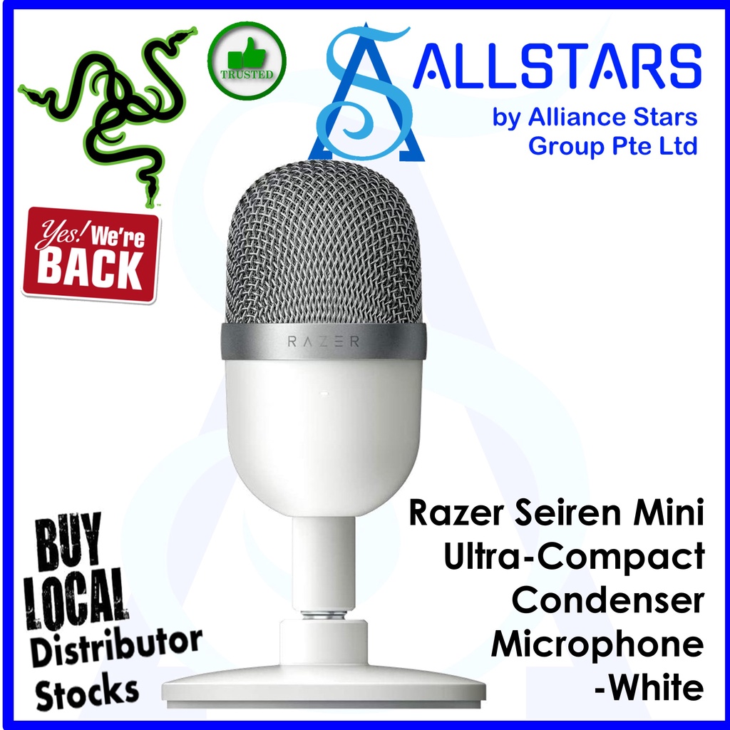 Razer White Seiren Mini Ultra-Compact Condenser Microphone (RZ19 ...