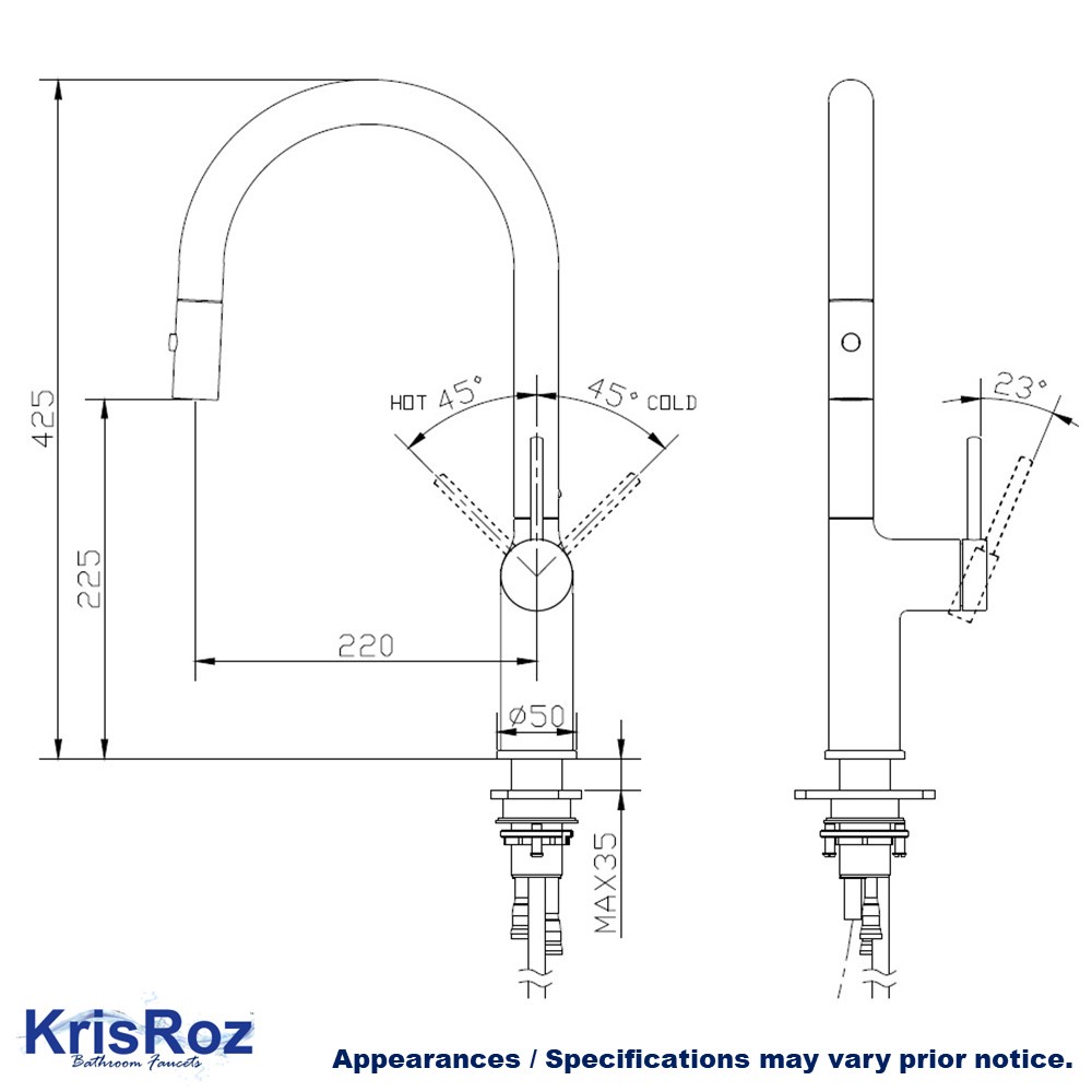 KrisROZ Pull Out Sink Mixer Matt Black KSM87016MB | Shopee Singapore