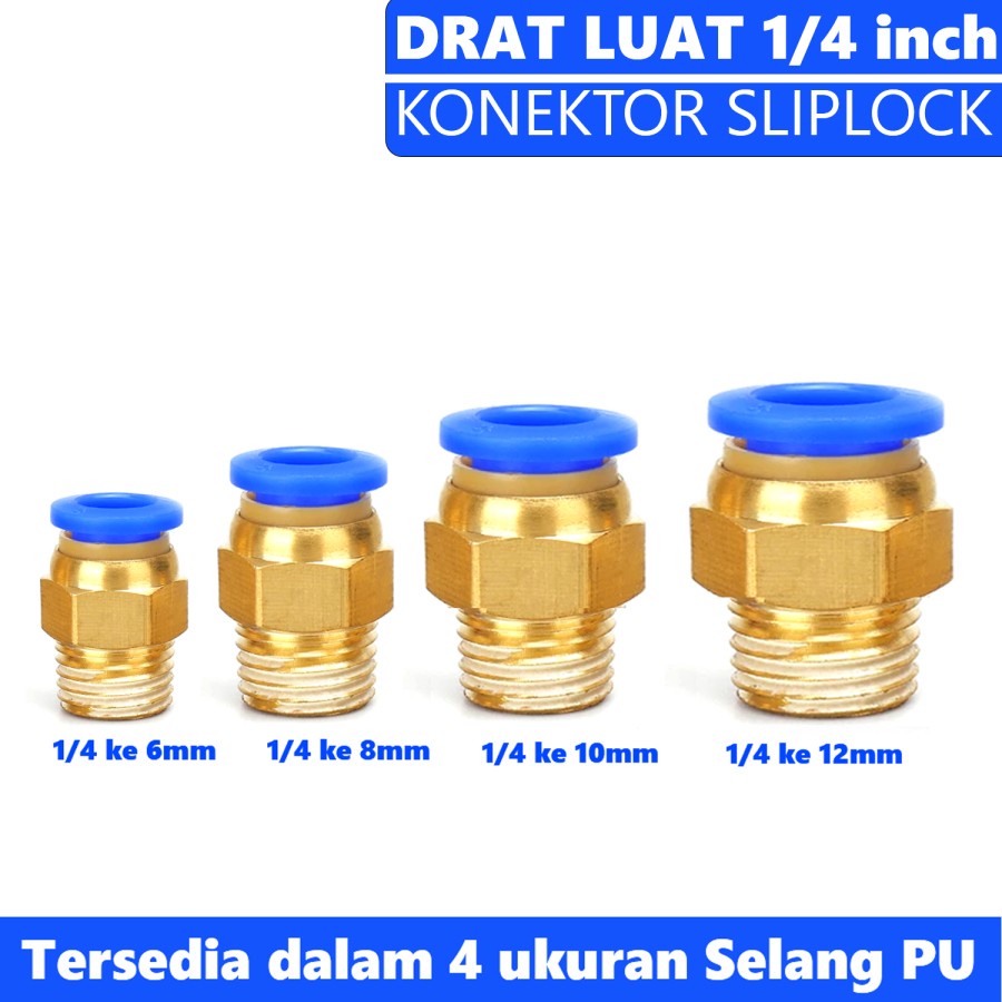 1/4 inch outer thread Slip Lock connector to 6mm 8mm 10mm 12mm hose ...