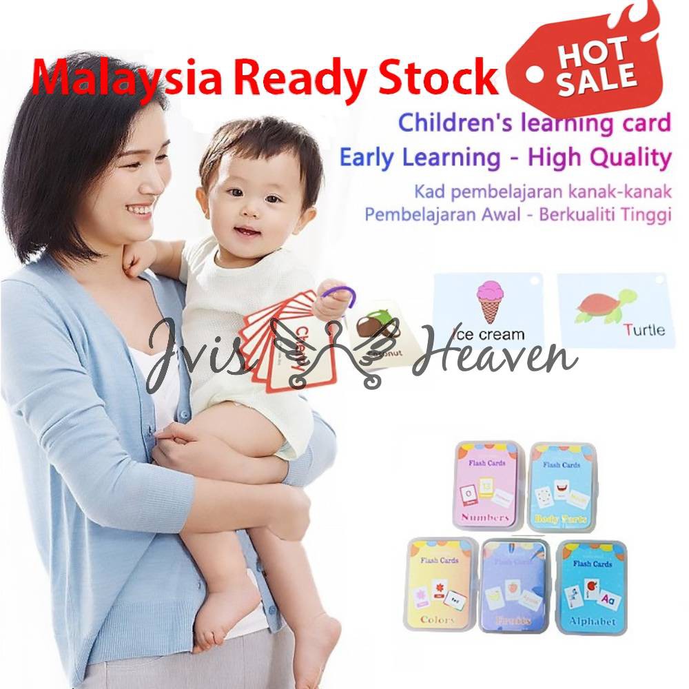 JVIS Early Learning Flash Card Kad Animal Shape Colour Body Number Alphabet Fruit Weather Kids ...