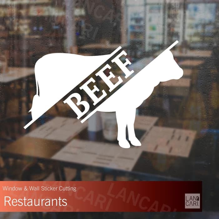Restaurant Cow Cutting Stickers Food Labels Glass Wall Stickers ...