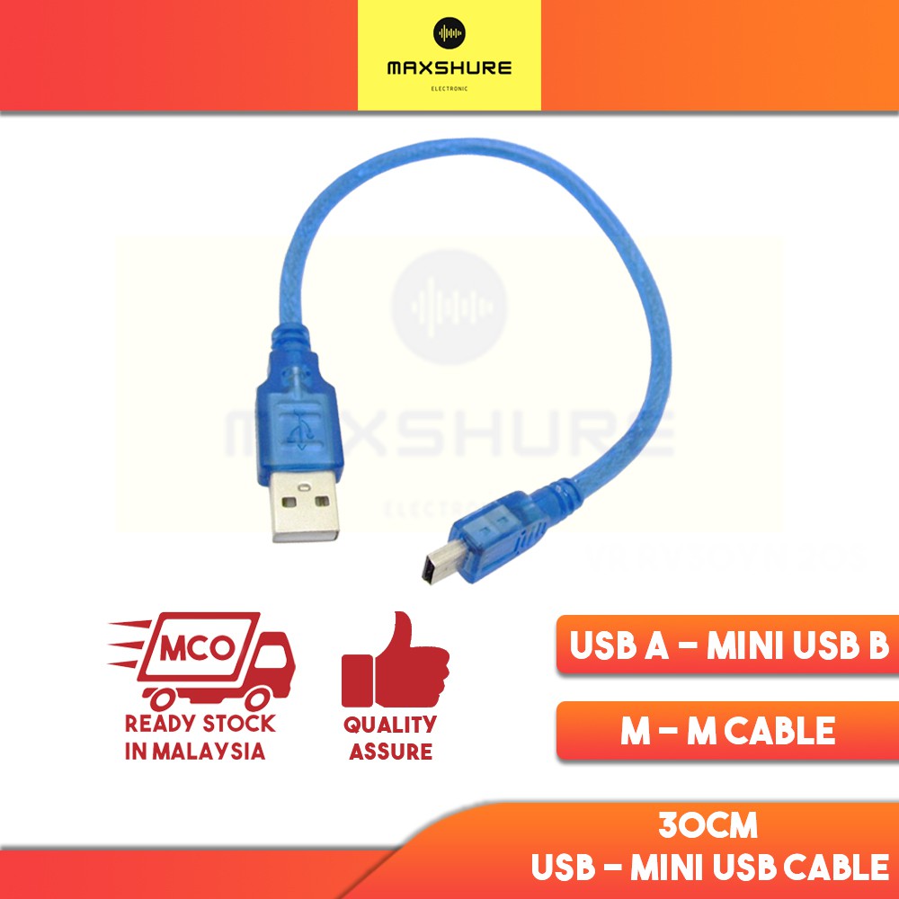 [maxshure] 30cm Arduino Cable Camera Cable Usb A Male To Mini Usb B Male Cable Shopee Singapore