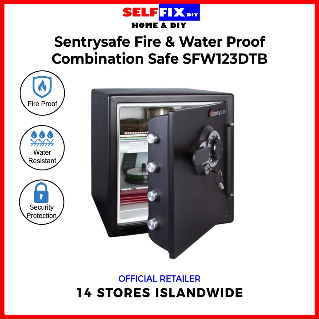 SentrySafe Fire and Water Proof Safe SFW123DTB Sentry Safe box Safebox ...