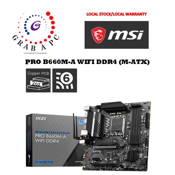 MSI PRO B660M-A WIFI DDR4 (M-ATX) MOTHERBOARD | Shopee Singapore