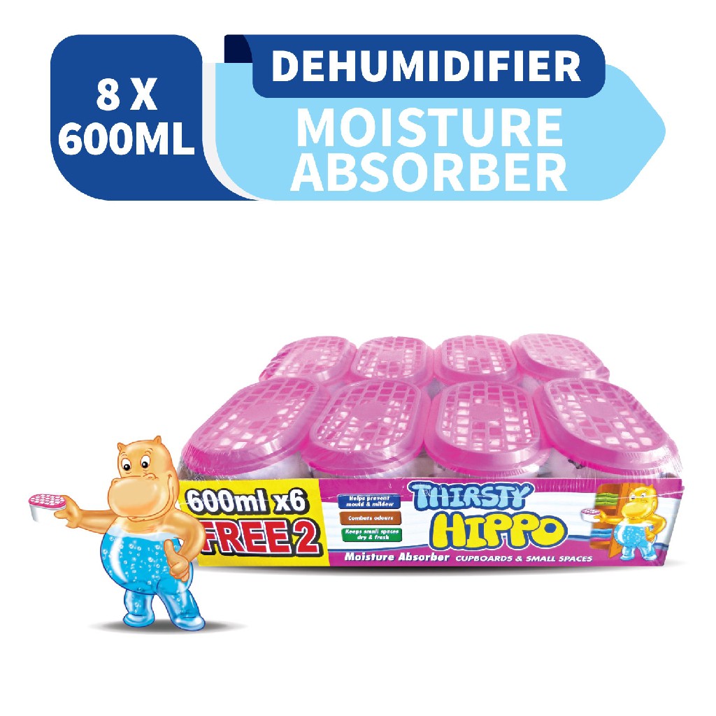 Thirsty Hippo Dehumidifier Moisture Absorber 600ml (8packs) Free ...
