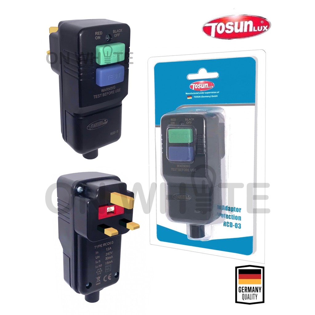 TOSUN PLUG RCD Adaptor 13A 0.03mA 30mA - Connect Wiring Type [ELCB ...