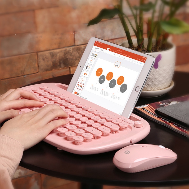 Dual Mode Wireless Bluetooth Keyboard Girls Suitable Desktop Notebook ...