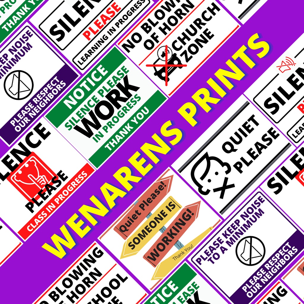 Quiet Please Silence Class Work in Progress Sign PVC & Laminated / Self ...