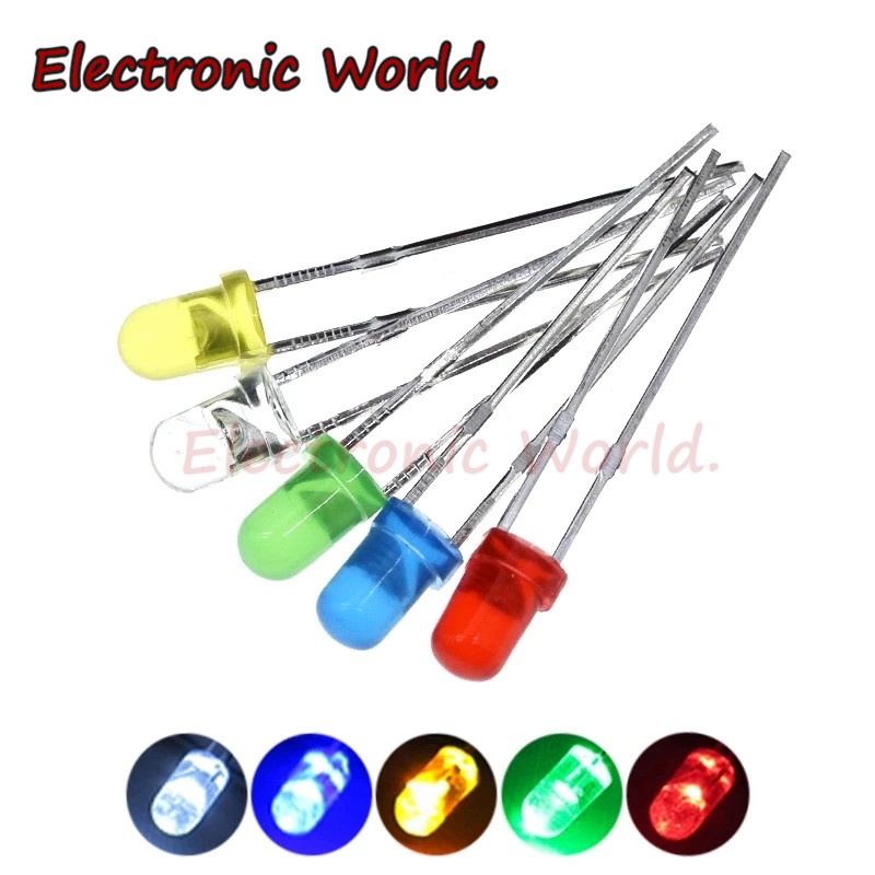 100pcs 5mm Luminous Diode led Light Beads Indicator Small Bulb F5 Color ...