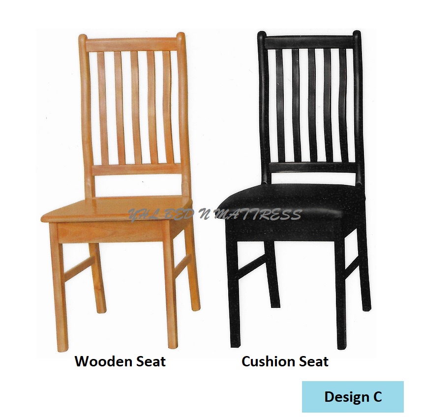 YHL Solid Wooden Dining Chair With Cushion / Wooden Seat | Shopee Singapore