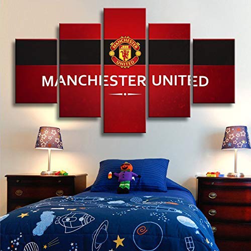 Canvas Paintings Framed 5 Piecess Manchester United Flag Wall Canvas ...