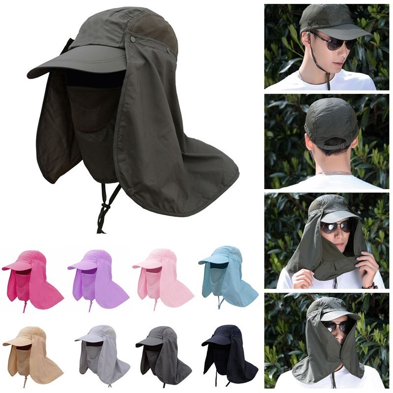 Sun Cap Fishing Hiking Sun Rain Hat Outdoor UV Protection Face Neck ...