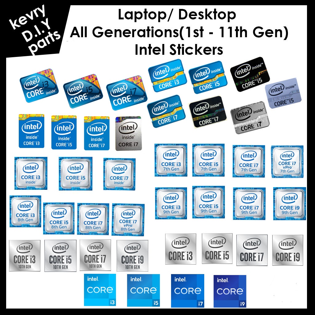 Intel i3 i5 i7 Sticker Core I9 I7 2nd Gen, 3rd Gen, 4rd Gen Sliver ...