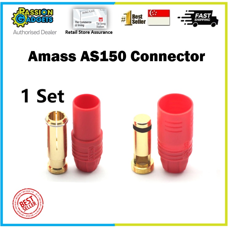 Amass AS150 Connector plugs Anti-Spark Gold Bullet 7mm Connector Plugs ...